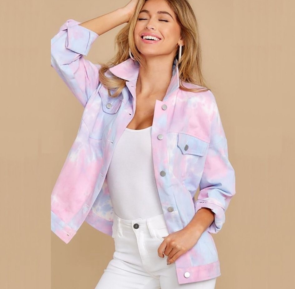 Kvinders forår og efterår koreansk stil tie-dye ja... – Grandado Kvinders forår og efterår koreansk stil tie-dye ja... – Grandado
