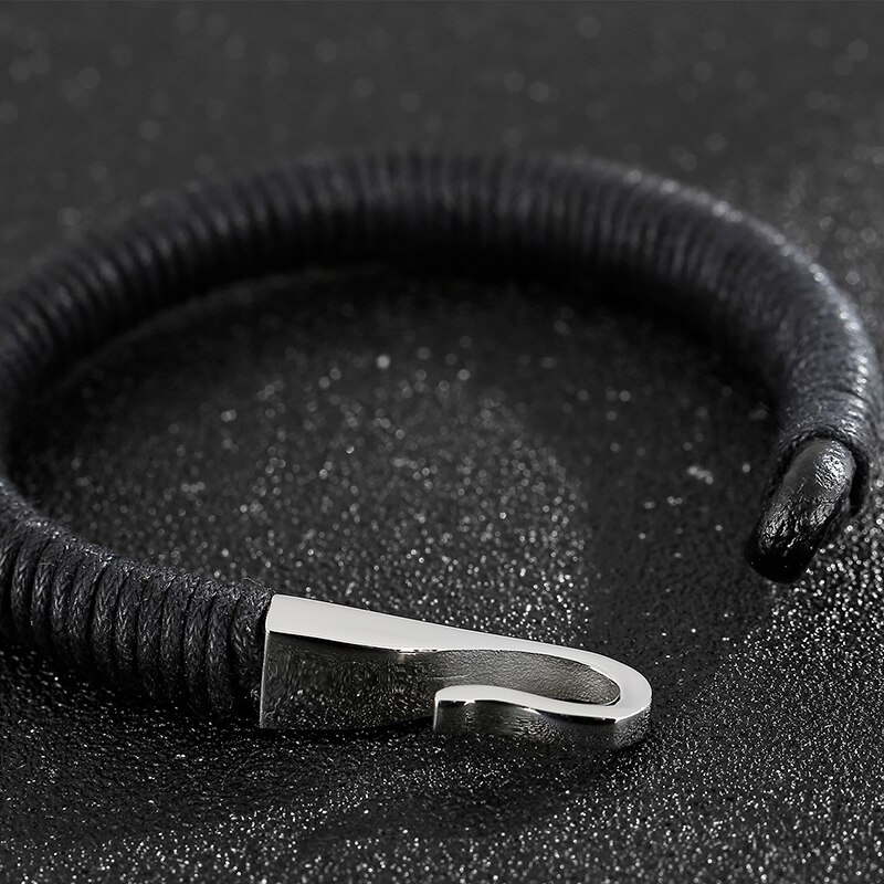 Handmade Men's Braided Leather Bracelet Male Titan... – Grandado