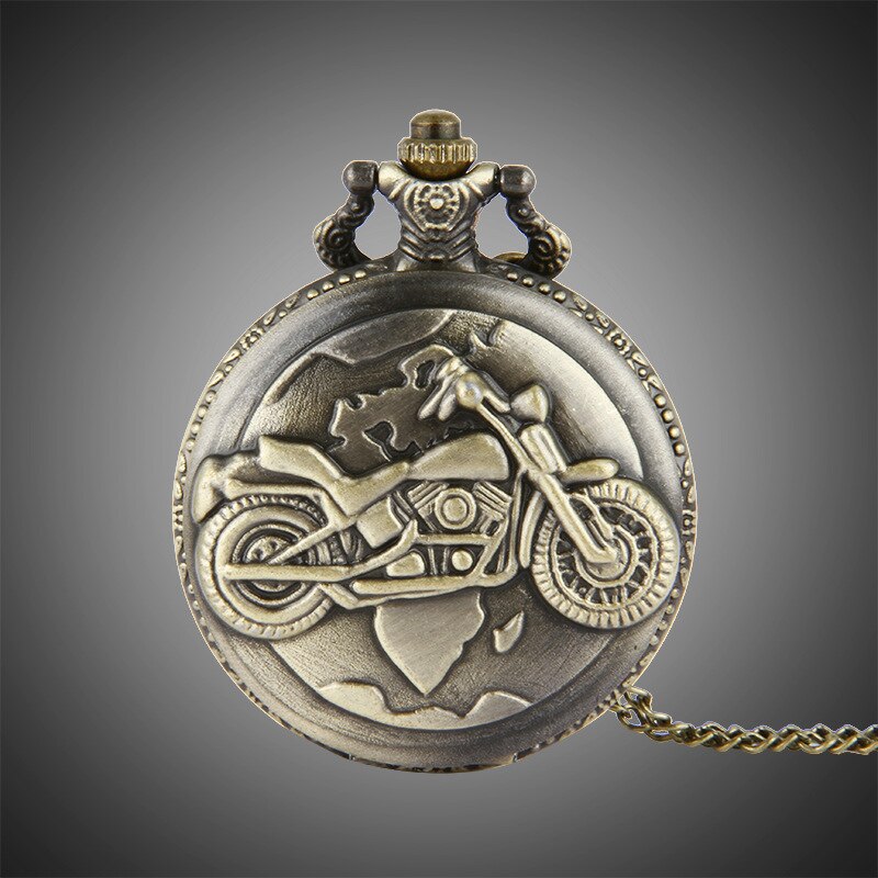 Bronze Color Pocket Watch Motorcycles Pattern Relo... – Grandado