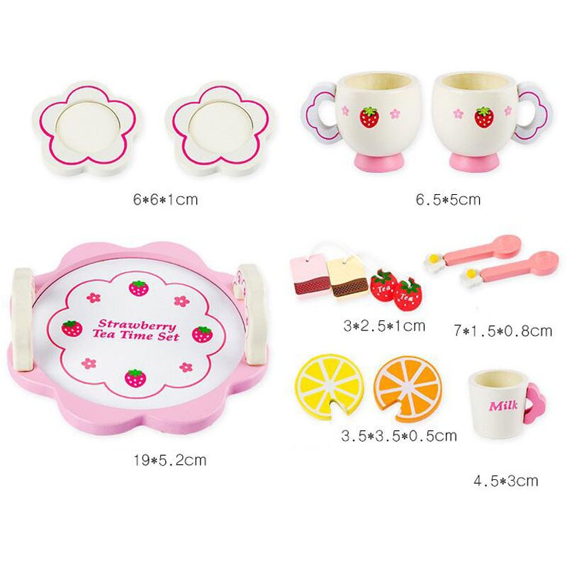 Girls Toy Simulate Wooden Kitchen Toy Pink Tea Set... – Vicedeal