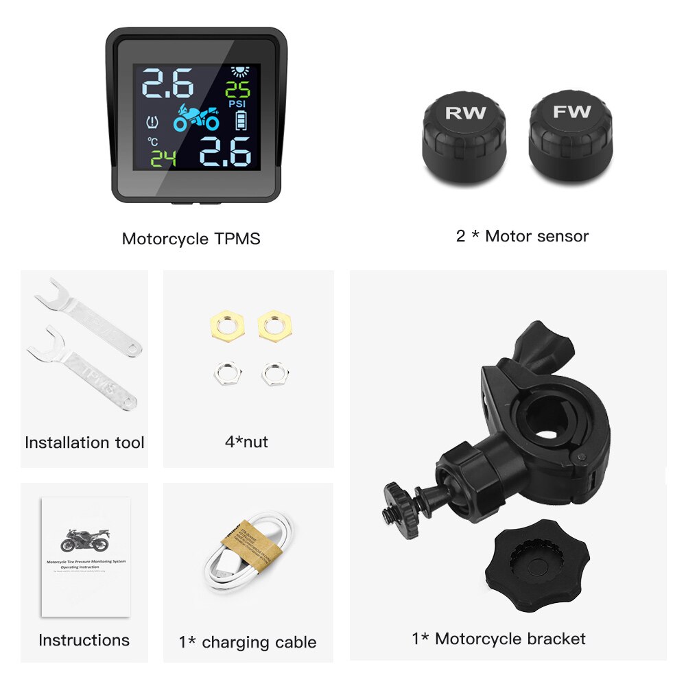Wireless Motorcycle TPMS Moto Tire Pressure Monito... – Grandado