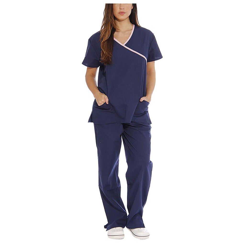Vrouwen Korte Mouw V-hals Tops + Broek Verpleging ... – Grandado