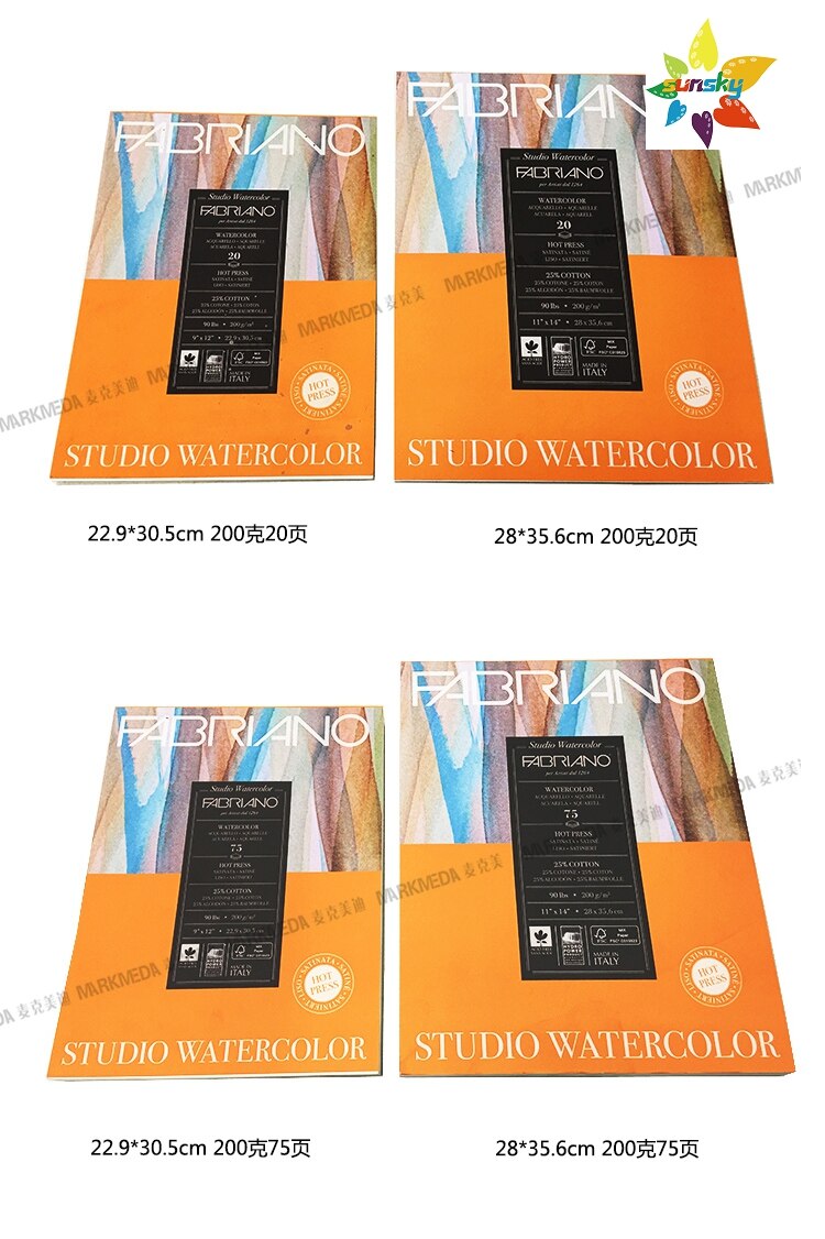 Fabriano Studio Watercolor Paper Pad,300gsm,140 LB... – Vicedeal