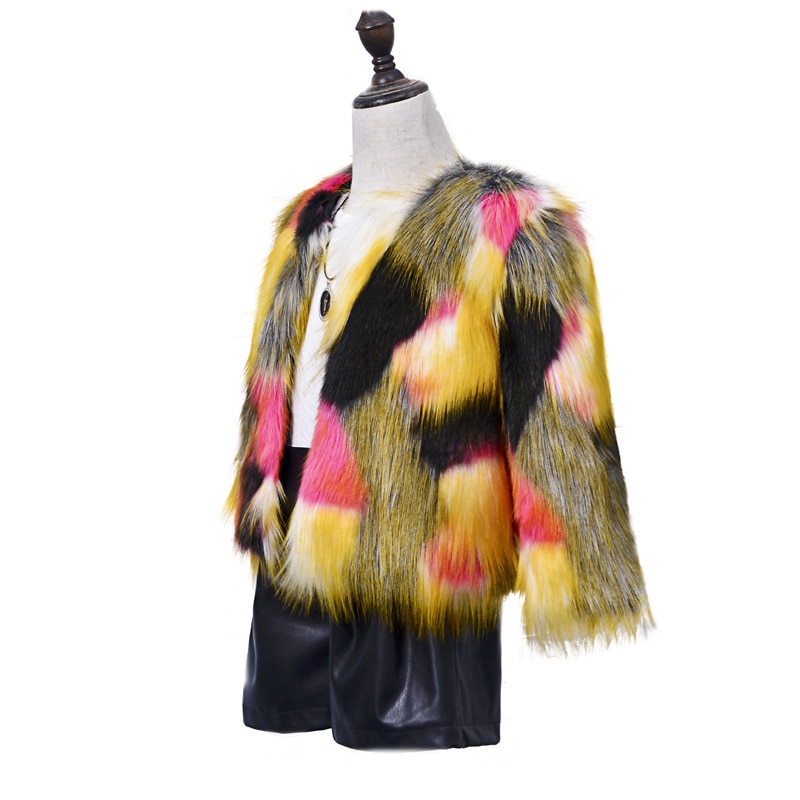 Colorful kids coat baby girl coat / Faux fur coat ... – Grandado