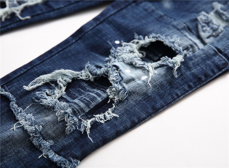 Light Luxury Men’s Ripped Jeans,Hole Patches Slim ... – Grandado