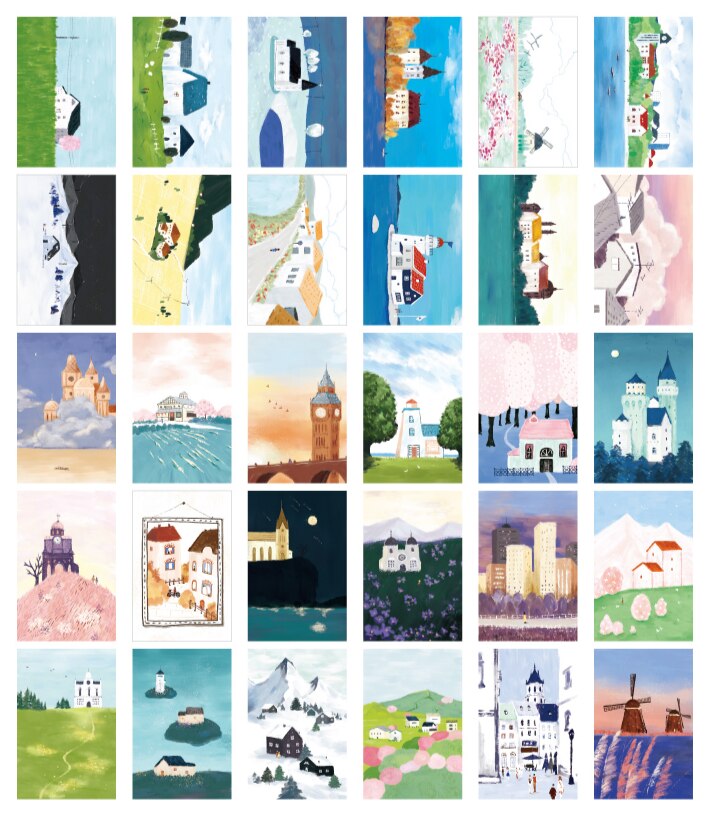 Happy village paper postcard(1pack=30pieces) – Grandado