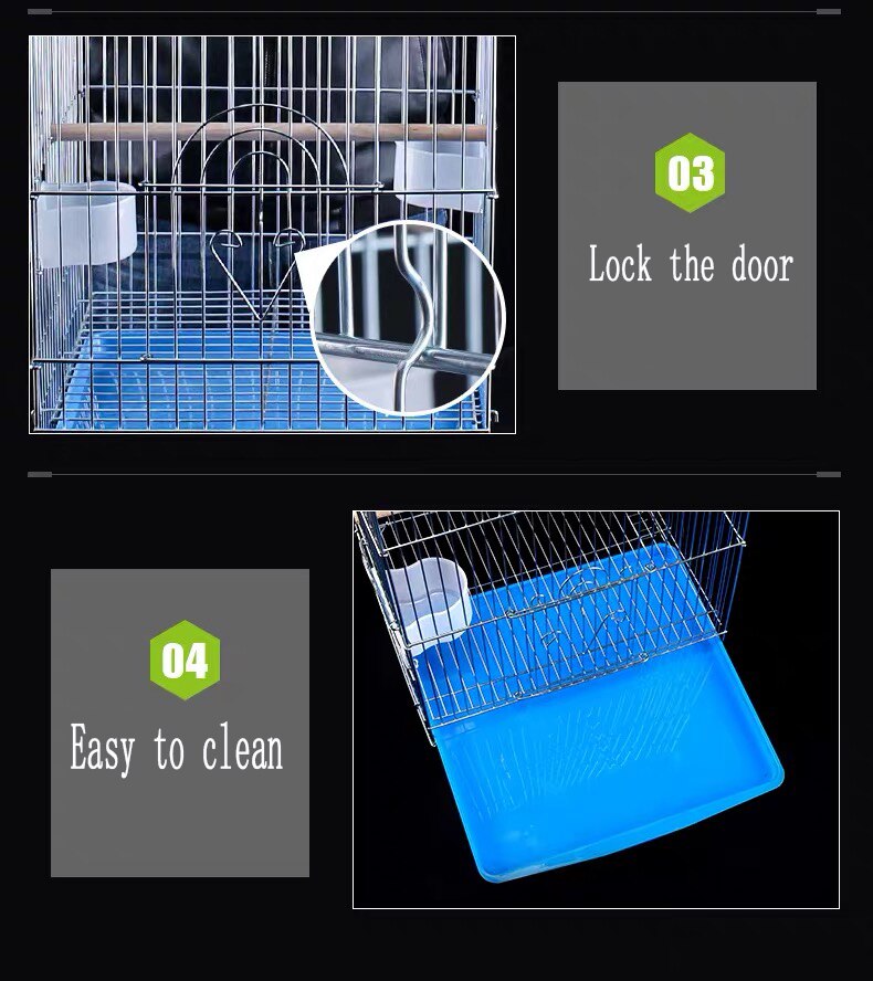 Metal Bird Cage With Toys Parrot Carrying Case Bud... – Grandado