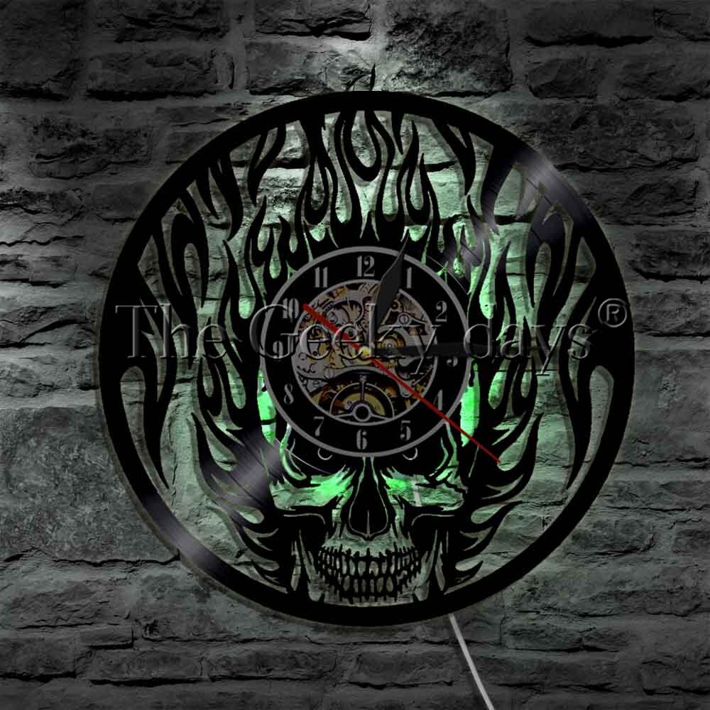 1Piece Black Fire Skull Wall Clock Cranium Horror ... – Grandado