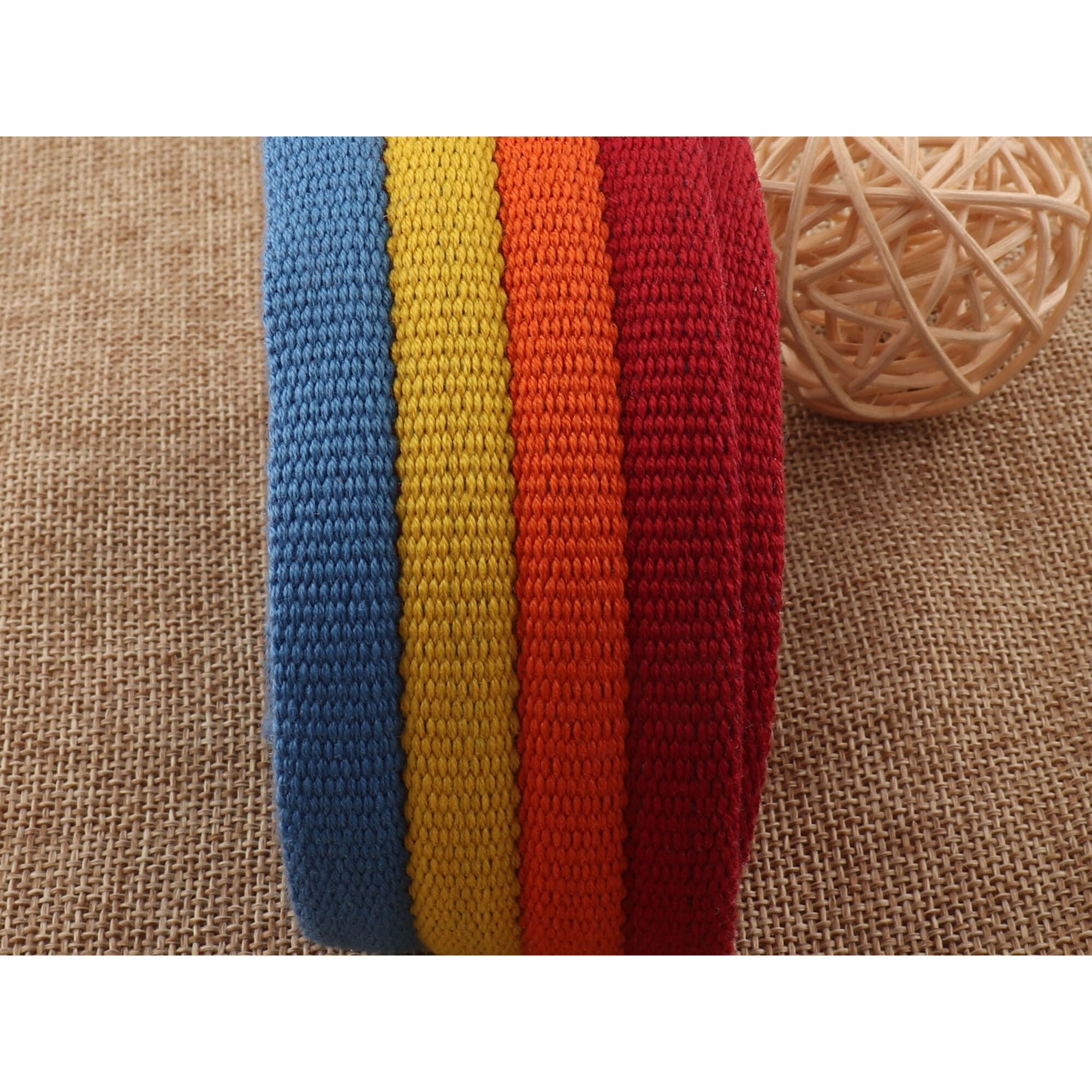 Blue Yellow Orange Red Striped Cotton Soft Webbing... – Grandado
