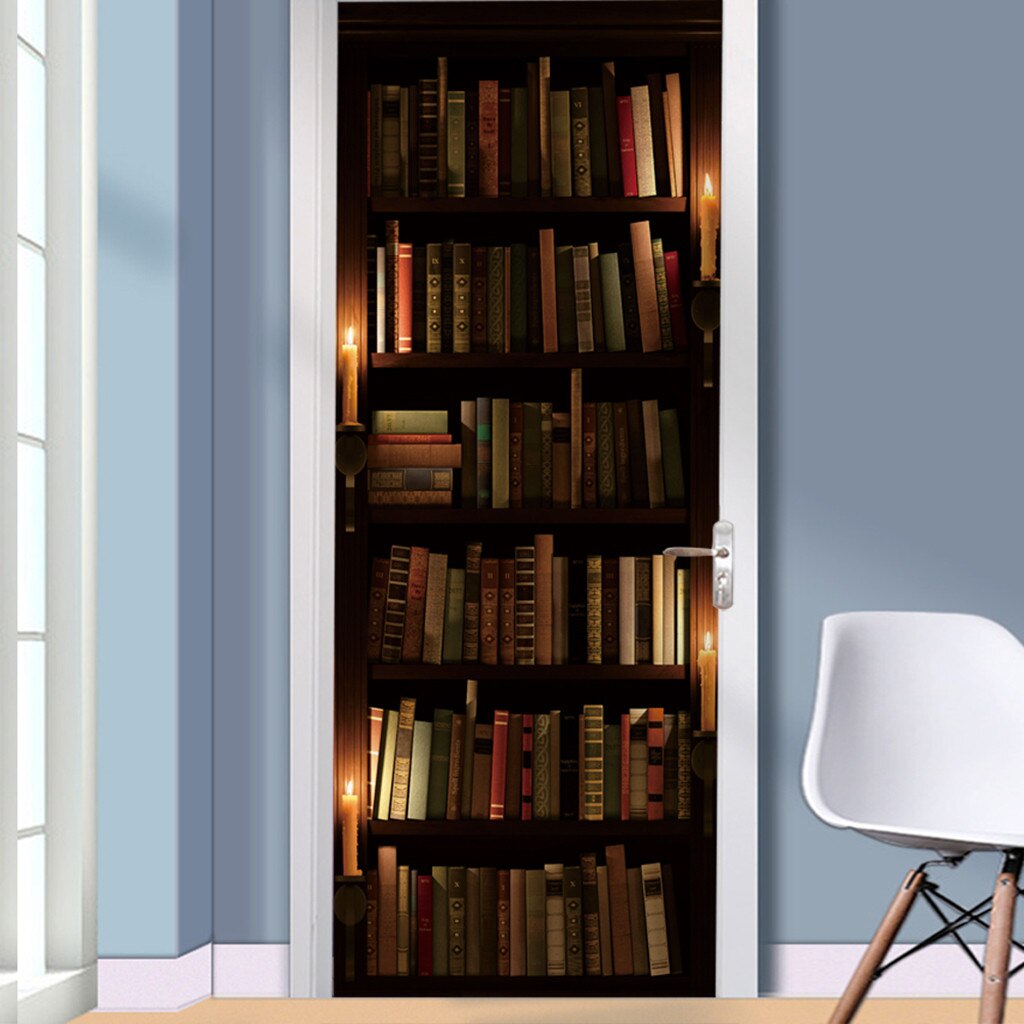 Bookshelf Bookcase Stereo Door Stickers Removable ... – Grandado