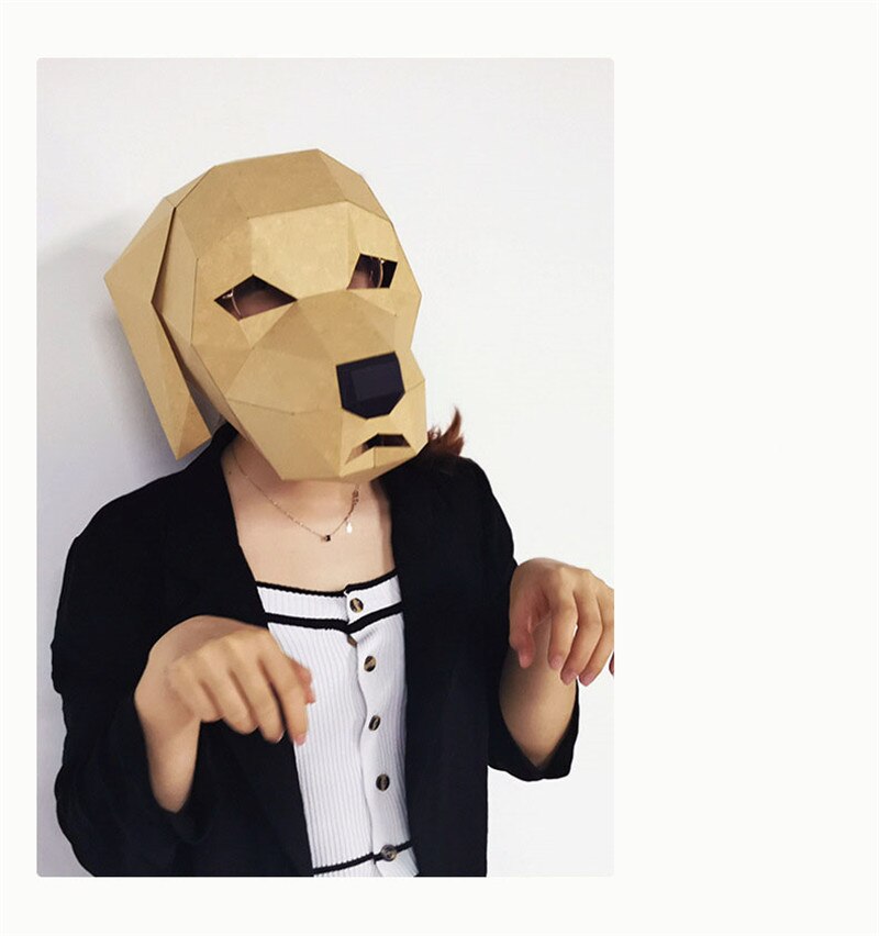 Funny DIY Labrador Dog Head 3D Paper Mask Headgear... – Grandado