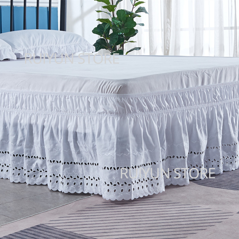 38Cm White Uitgeholde Bed Rok Decoratieve Borduurw... – Vicedeal