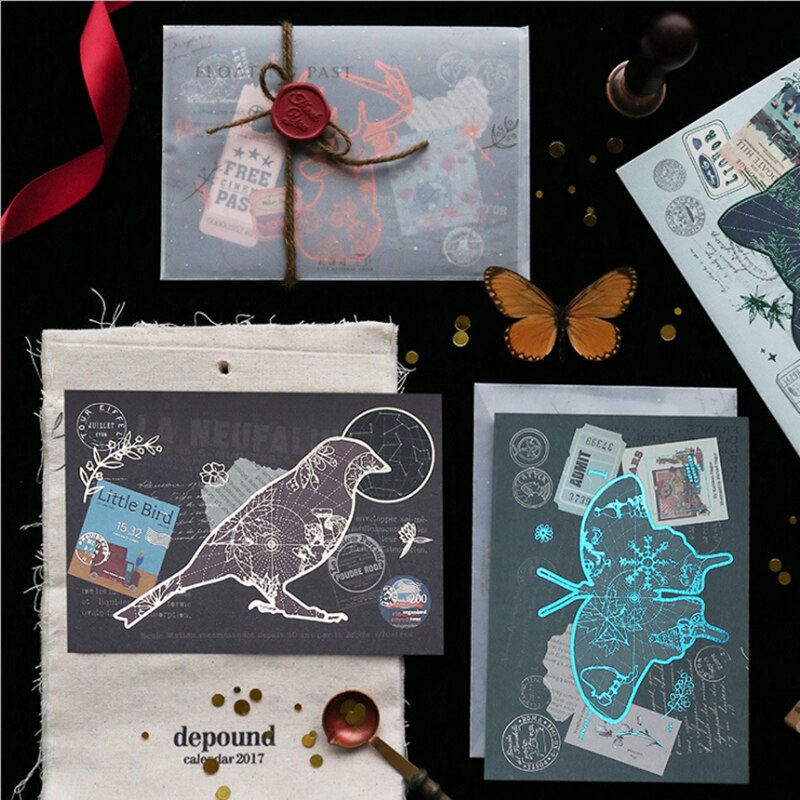 ERAL gold printing greeting card Set of 8 A, Retro... – Grandado