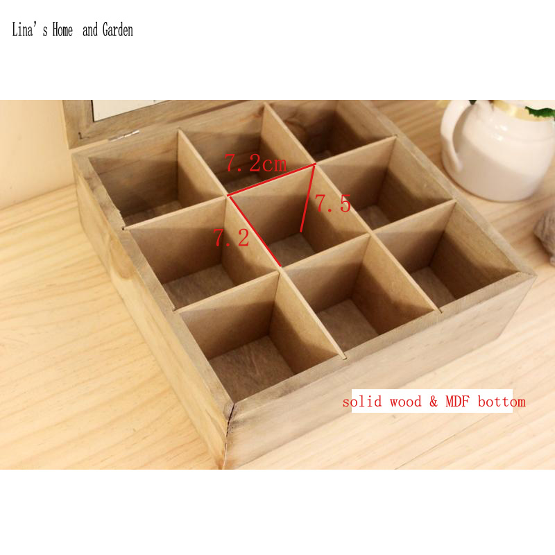 square vintage wooden tea box with compartments – Grandado