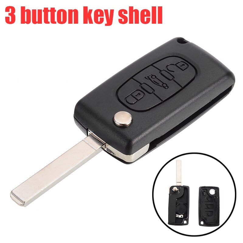 3 Buttons Flip Remote Key Fob Case Shell Uncut Bla... – Vicedeal