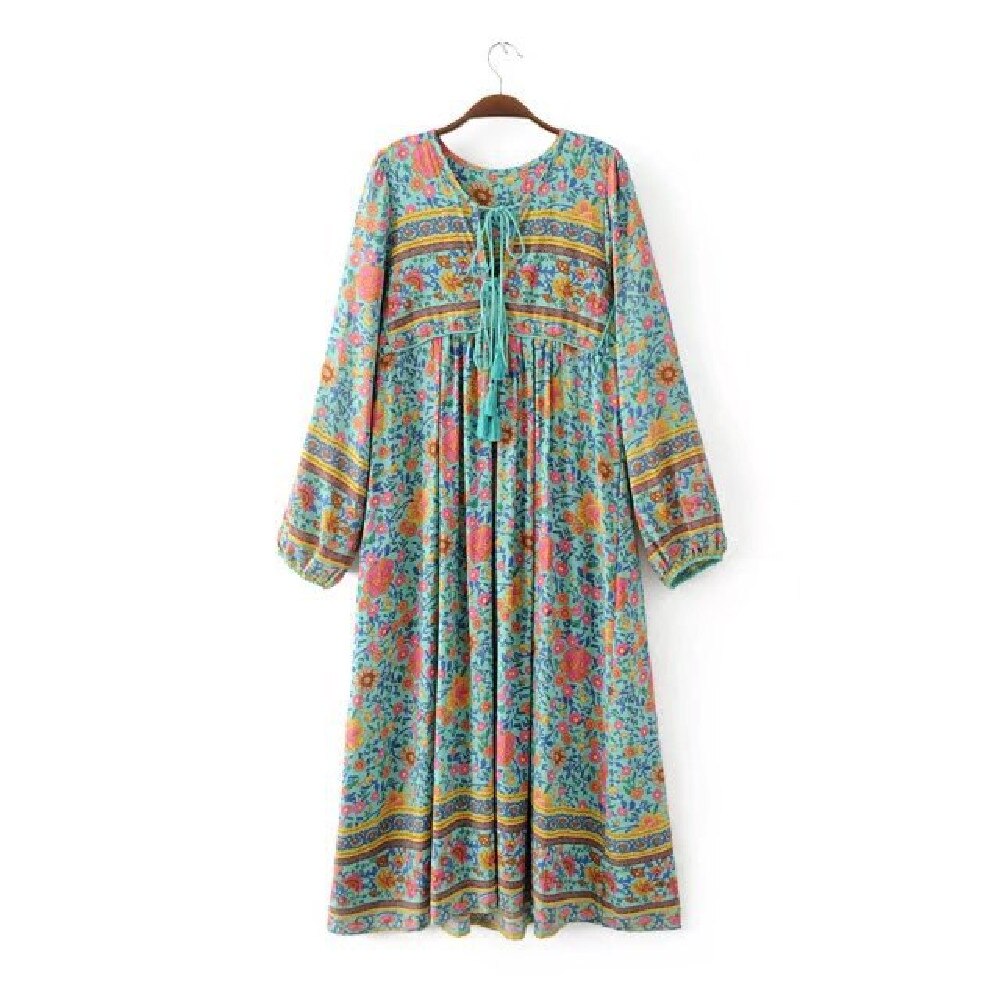 Vintage Chic Vrouwen Blauwe Bloemenprint Lantaarn ... – Grandado