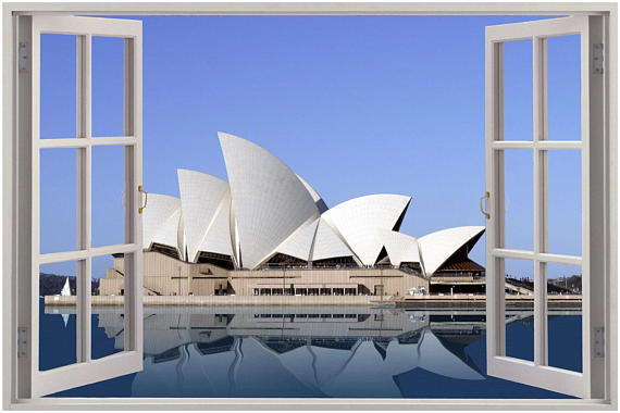 3D Effect Window View Muurstickers Sydney Opera Ho... – Vicedeal