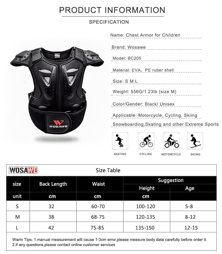 WOSAWE Kids Body Protector Motorcycle Dirt Bike Pr... – Grandado
