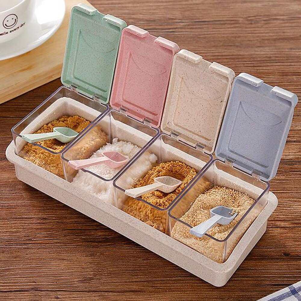 Kitchen Seasoning Box Set Wheat Straw Seasoning Ja... – Grandado