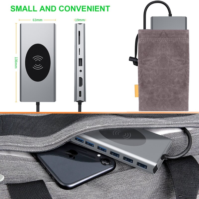 USB Type C Hub 15 in1 4K HDMI-Compatible Docking S... – Grandado