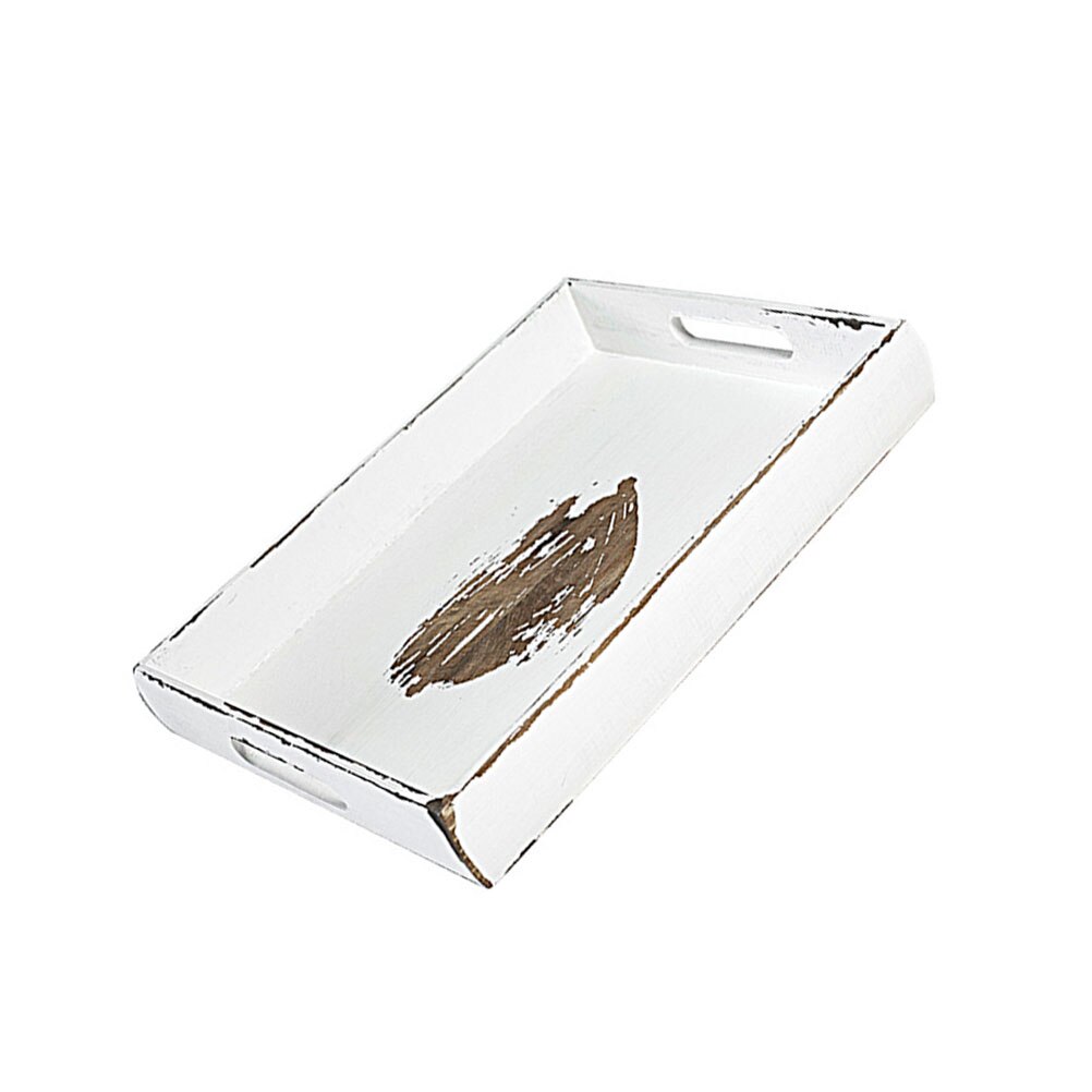 White Wooden Serving Tray Vintage Rustic Rectangul... – Grandado
