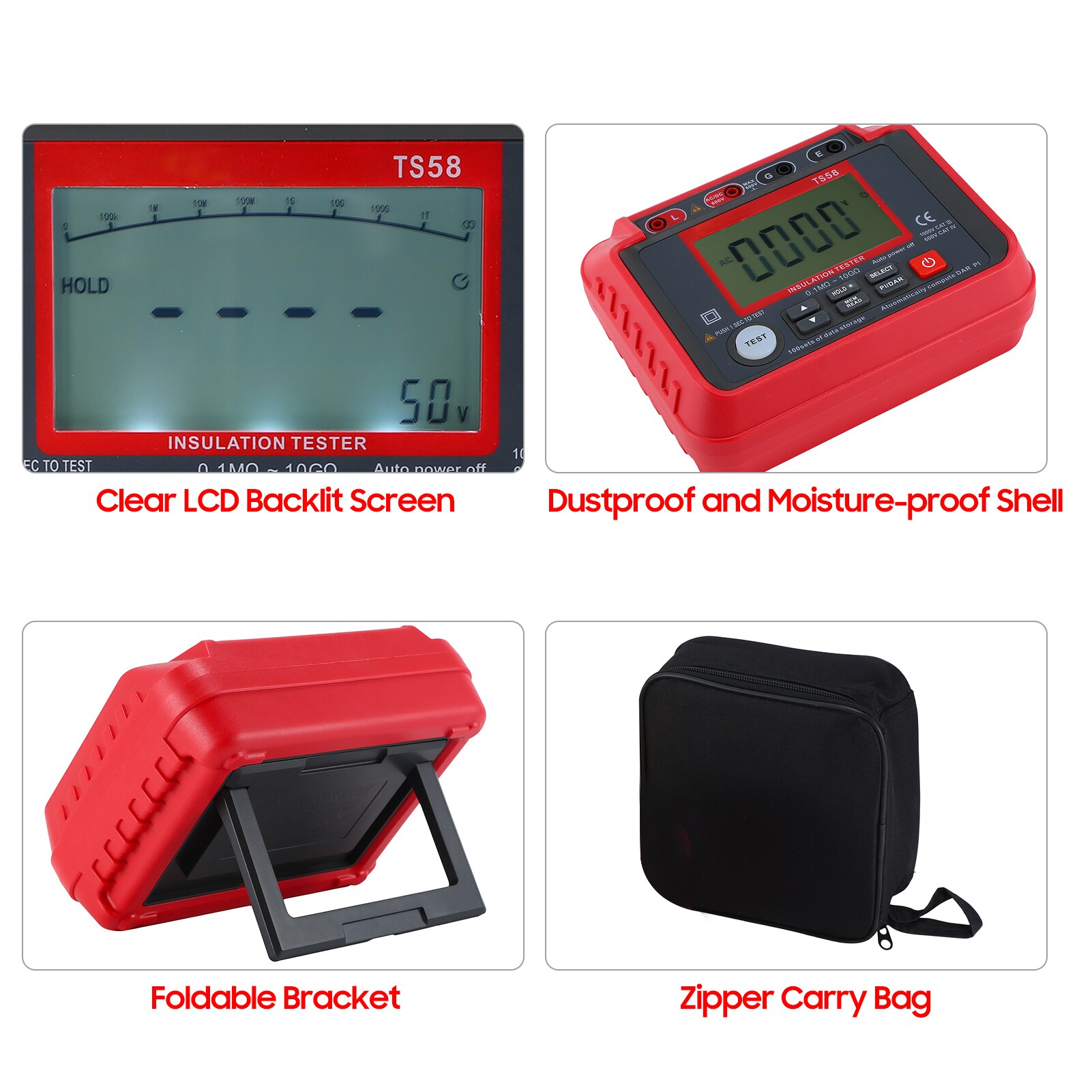 Digital Insulation Resistance Tester 0.1MΩ-10GΩ Me... – Vicedeal
