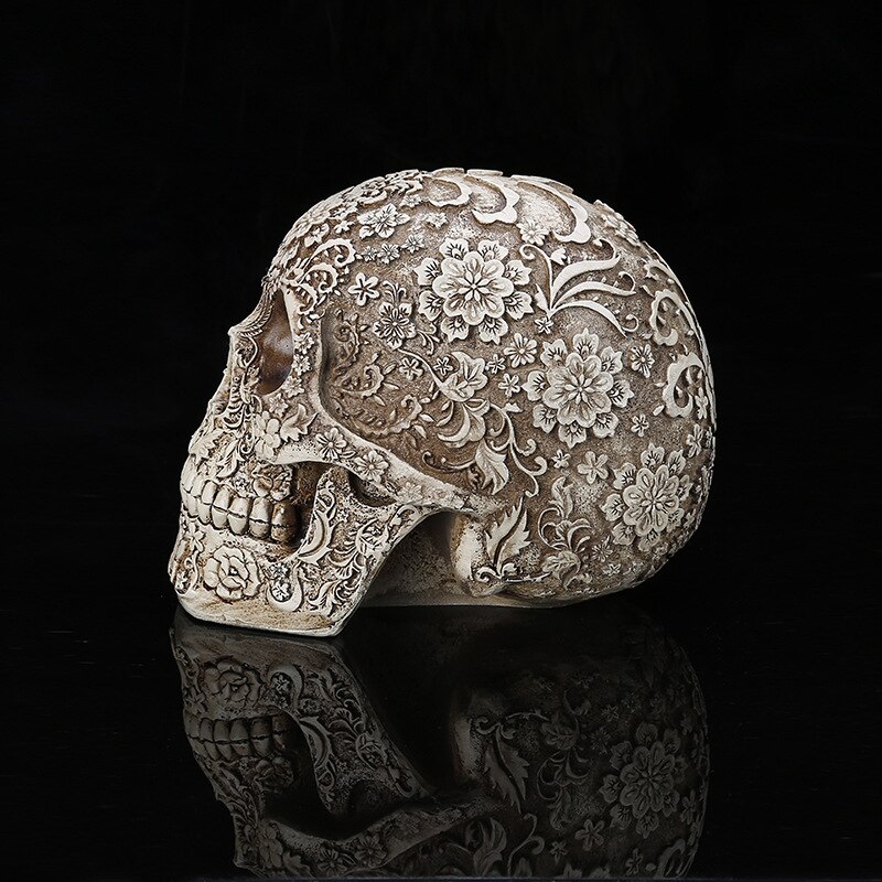 20cm Resin Carved White Skull Statue Sculpture Hal... – Vicedeal