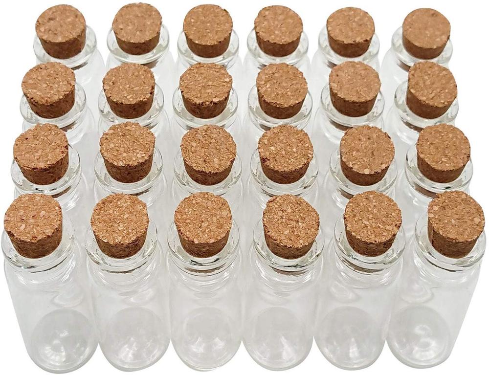 20 st flaskor burkar med korkpropp glasflaskor lit... – Vicedeal