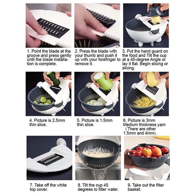 Home Kitchen 9 In 1 Multi-function Vegetable Cutte... – Grandado