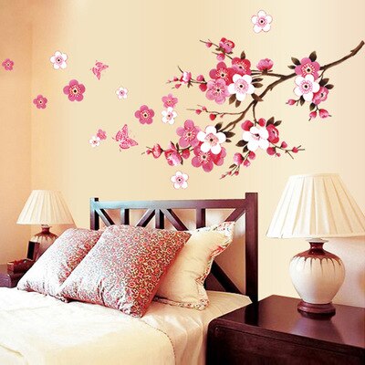 Peach blossom stickers stickers TV setting wall of... – Grandado