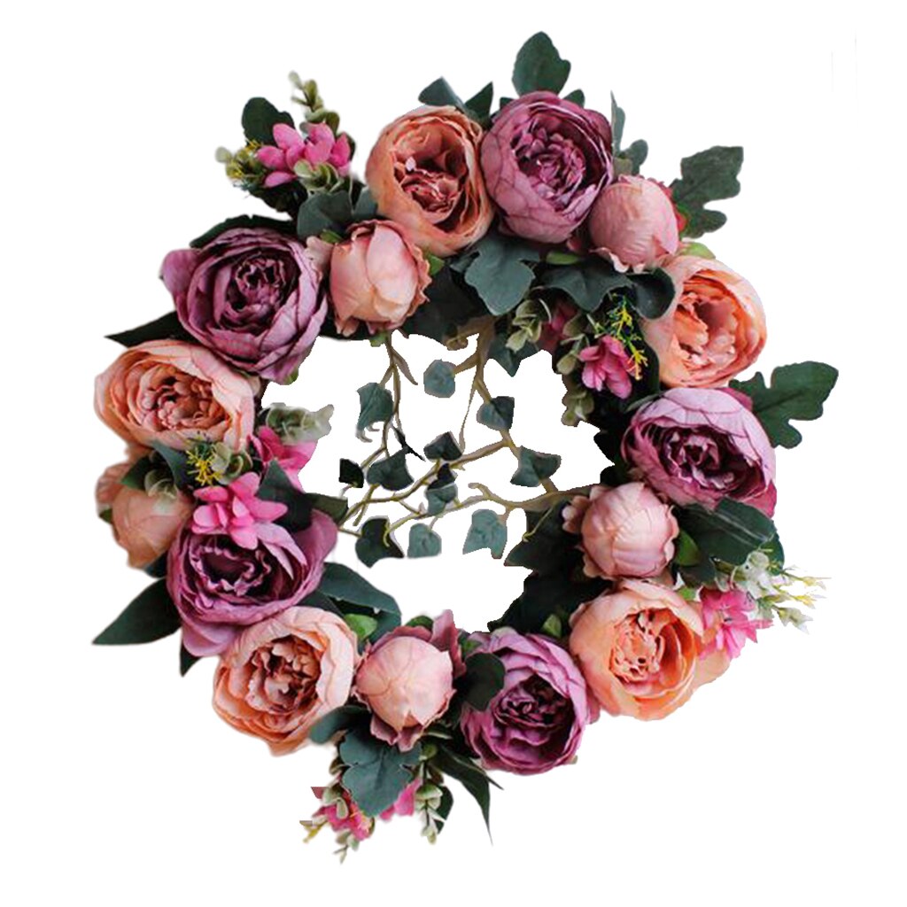 Large Door Wreath Artificial Flower Topiary Outdoo... – Grandado