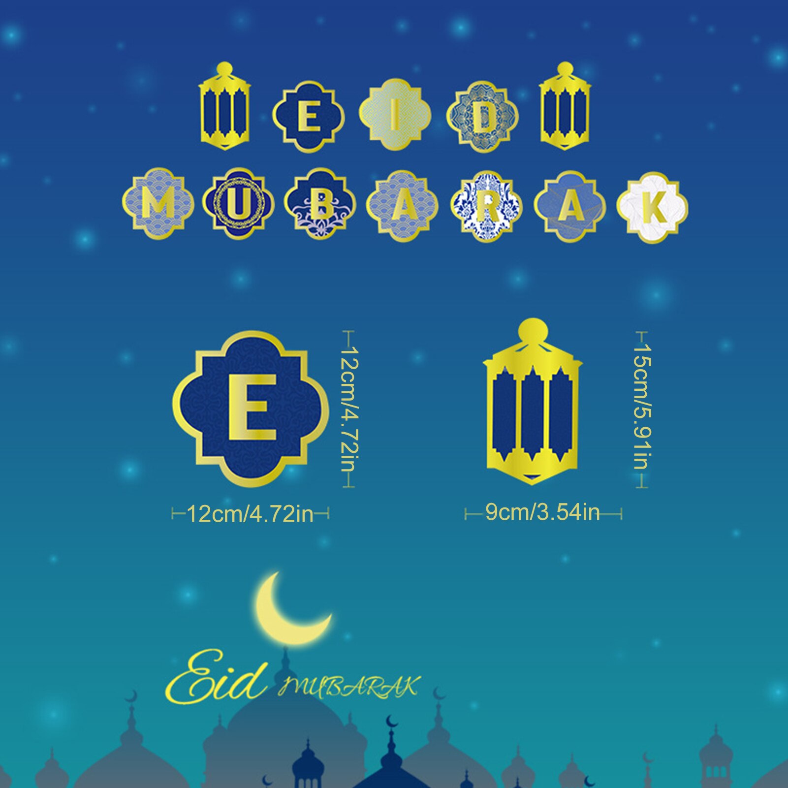 Eid Mubarak Letters Banner Paper Bunting Eid Mubar... – Grandado