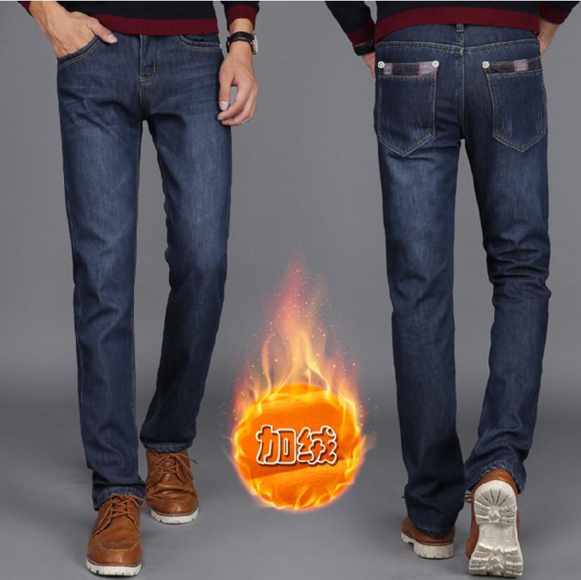Men Winter Warm Jeans Heavyweight Straight Thick D... – Grandado