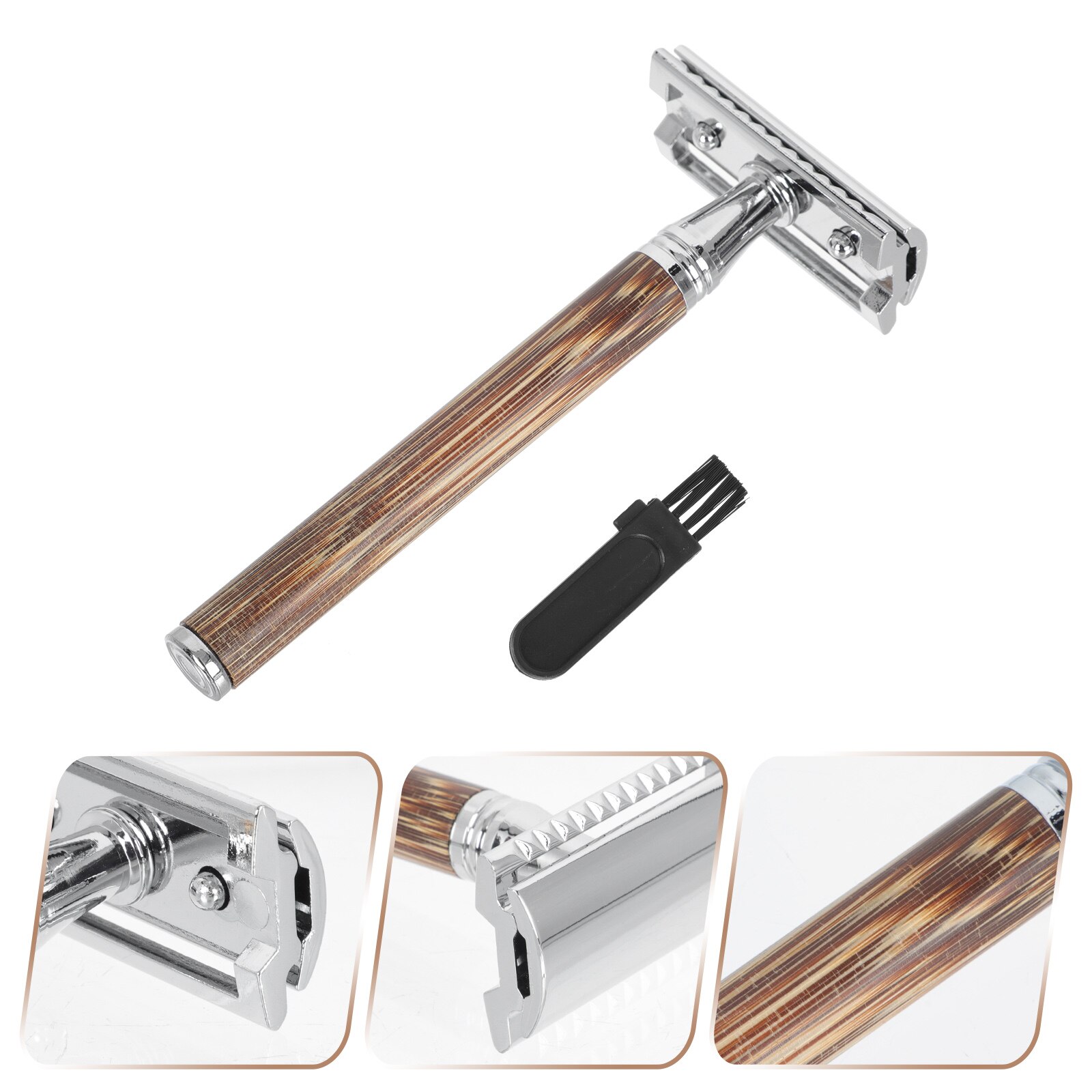 1 Set Vintage Style Shaver Bamboo Handle Manual Ra... – Vicedeal