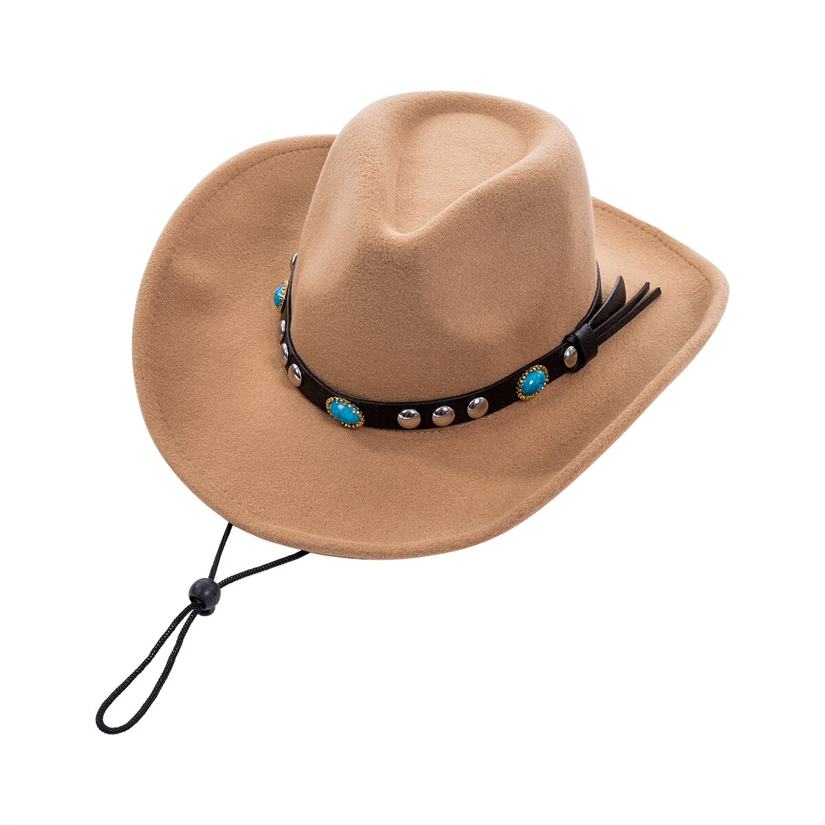 Men Women Solid Wool Cowboy Hat Western Sunhat Fea... – Vicedeal
