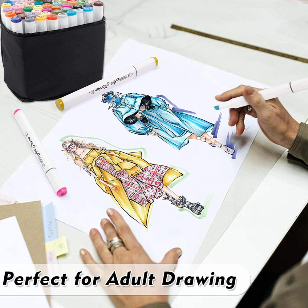 61 Colors Dual Tip Alcohol Based Art Markers, 60 C... – Grandado