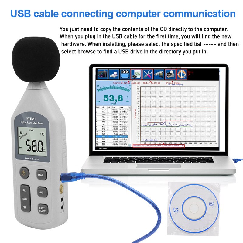 USB data storage noise meter decibel meter noise t... – Grandado
