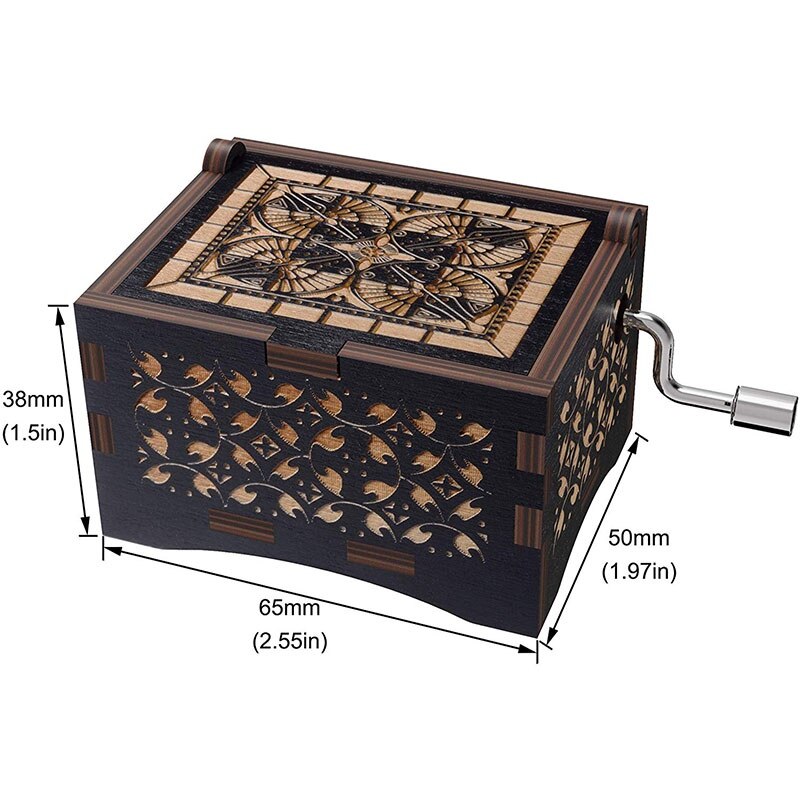 Hand Crank Music Box Wooden Engraved Vintage uniqu... – Grandado