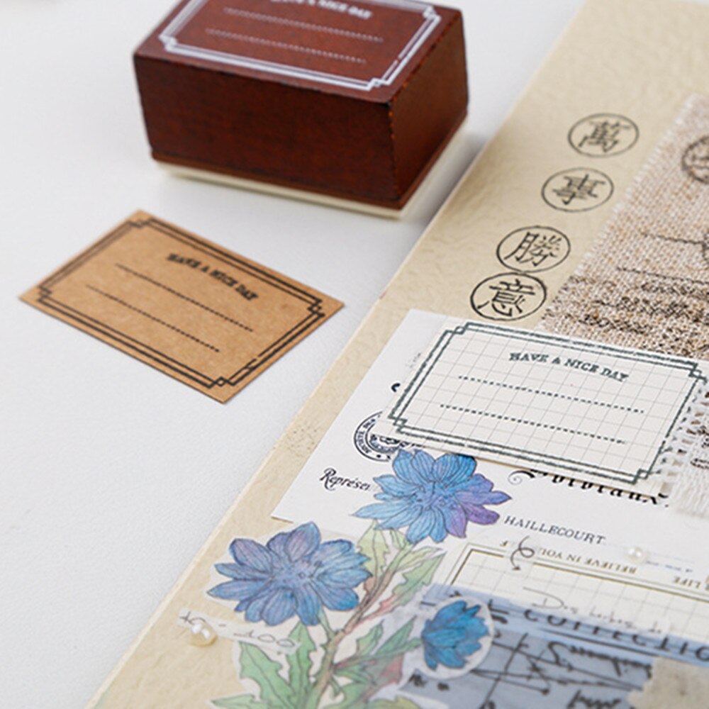 Vintage Black Border Stamp Wooden Rubber Grid Stam... – Grandado