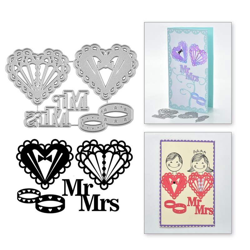 YaMinSanNiO Hart Ring Metalen Stansmessen Mr Mrs B... – Grandado