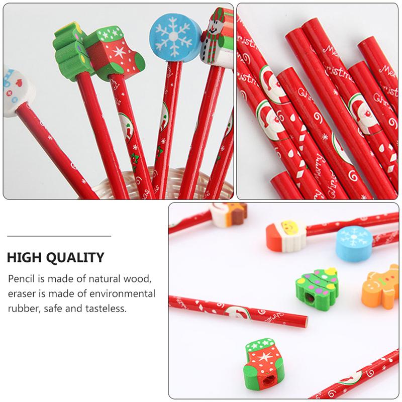 25Pcs Christmas Pencils With Eraser Cartoon Year X... – Grandado