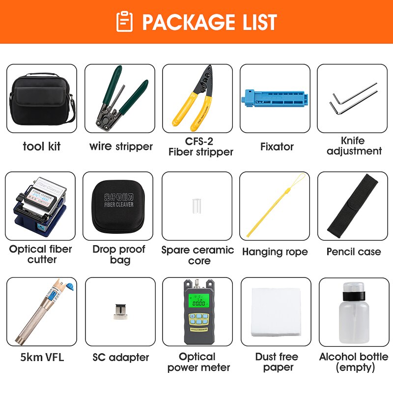 15pcs/set FTTH Fiber Optic Tool Kit with Fiber Cle... – Grandado