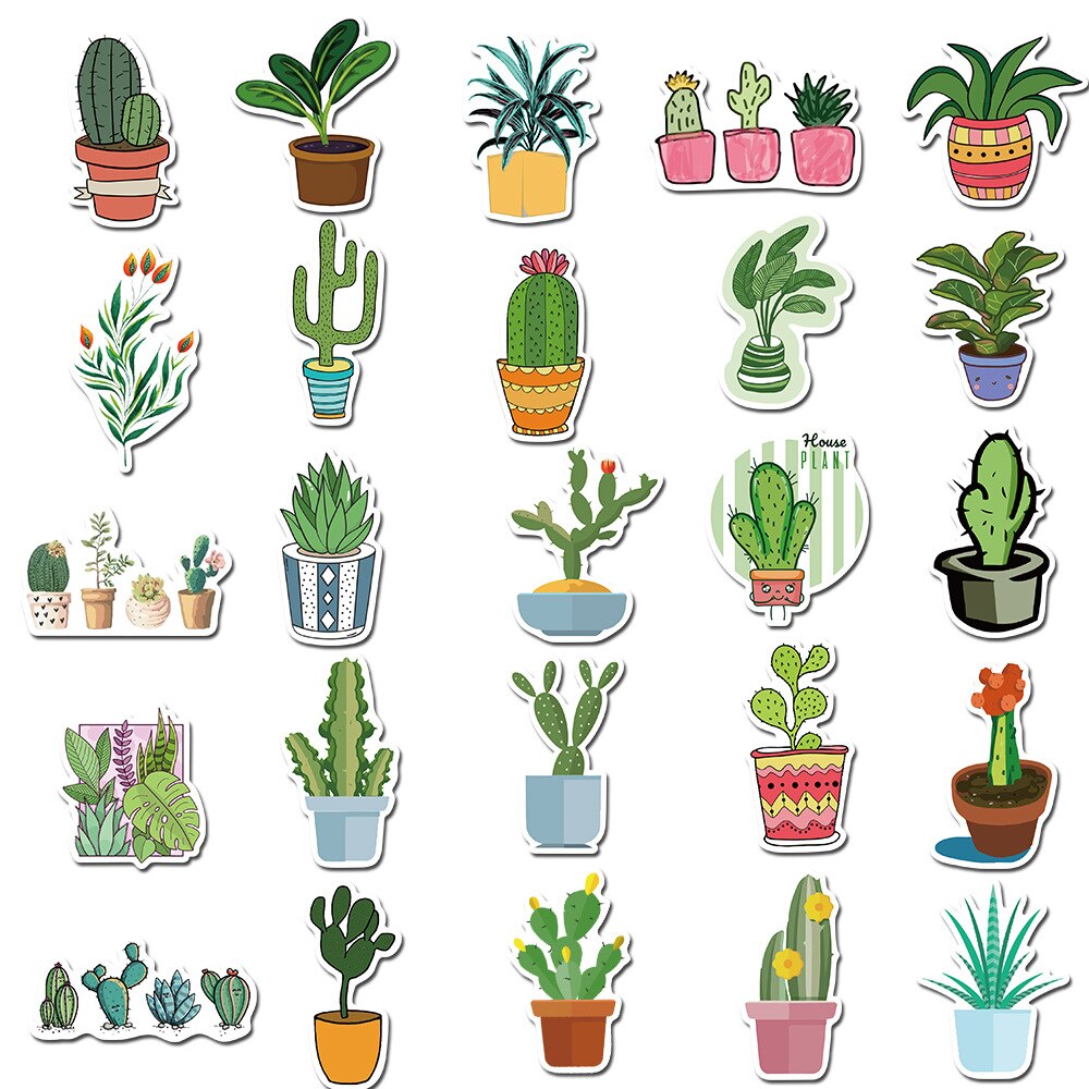 45PCS Waterproof Stickers PVC Green Plant Cactus S... – Grandado