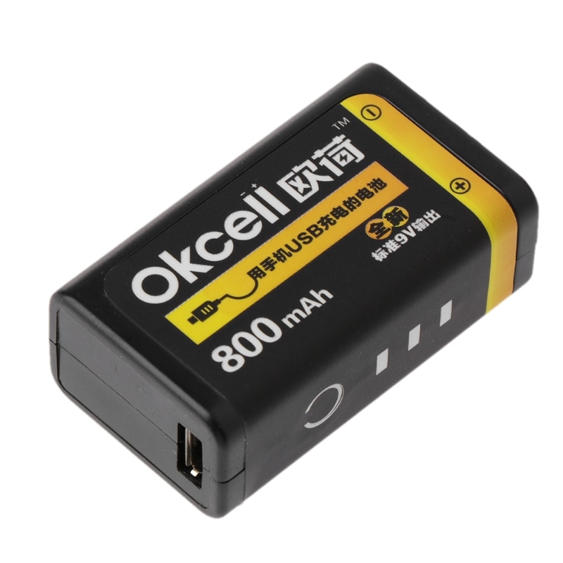 9v 800 mah mikro usb oppladbart lipo batteri til m... – Grandado