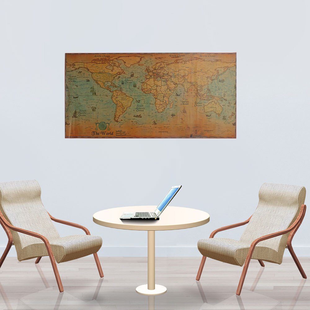Nautical World Map Poster Vintage Old Art Paper Pa... – Grandado