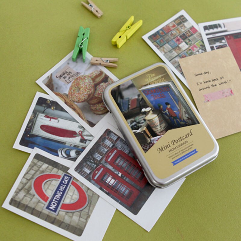 40 Stks/partij Londen Blikken Doos Wenskaarten Set... – Vicedeal