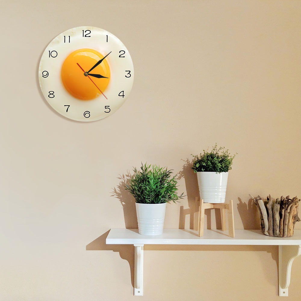 Sunny Side Up Fried Egg Kitchen Wall Clock 3D Flat... – Grandado