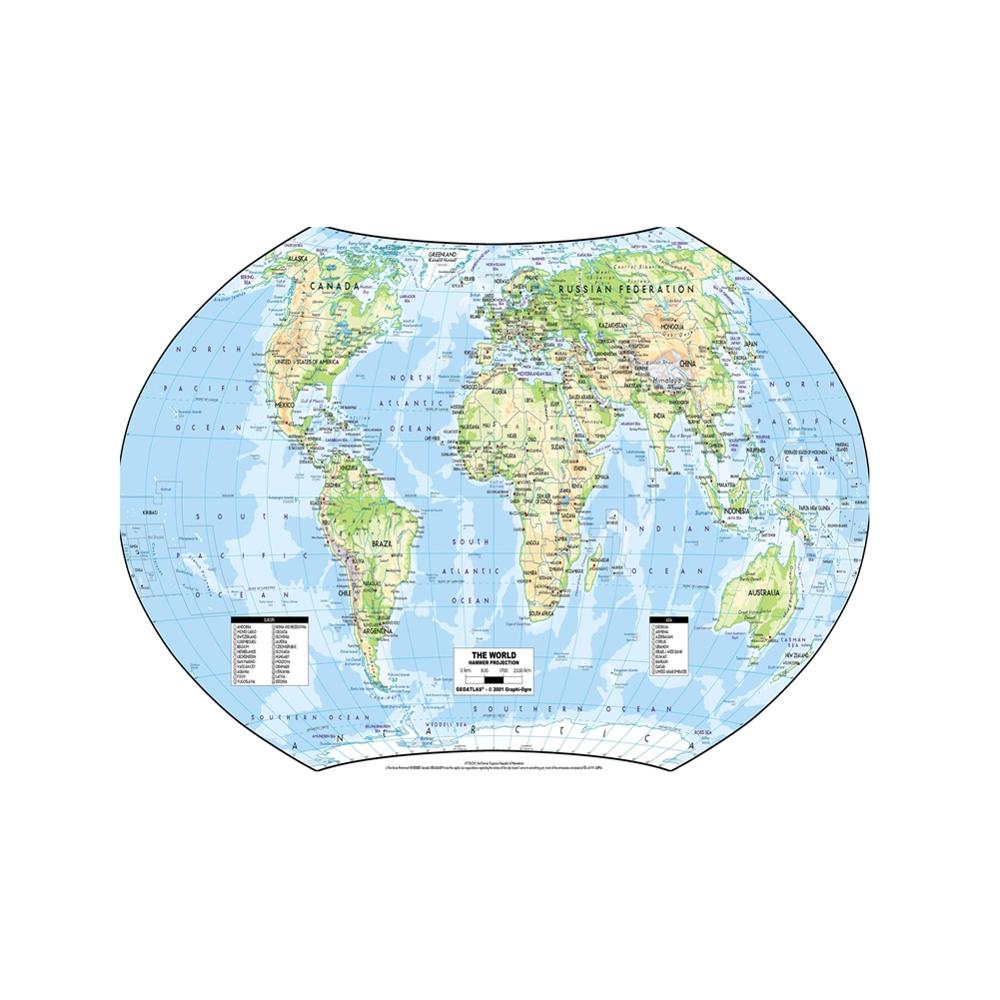 A2 Size The World Map Hammer Projection Fine Canva... – Grandado