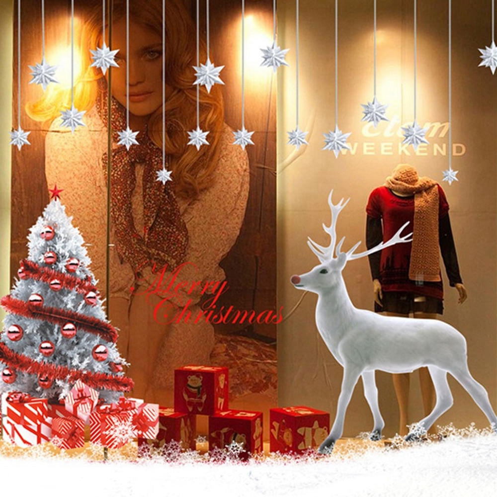 Kerstboom Wit Elanden Kerst Scene Layout Venstergl... – Vicedeal