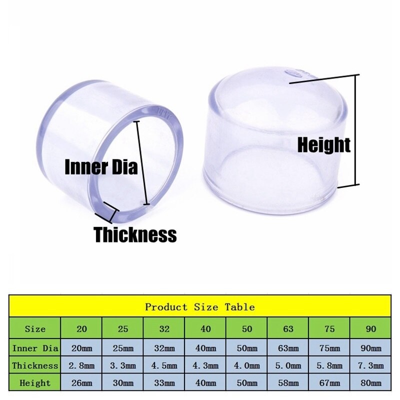 Inner Dia 40-90mm Transparent PVC Pipe End Cap Aqu... – Grandado